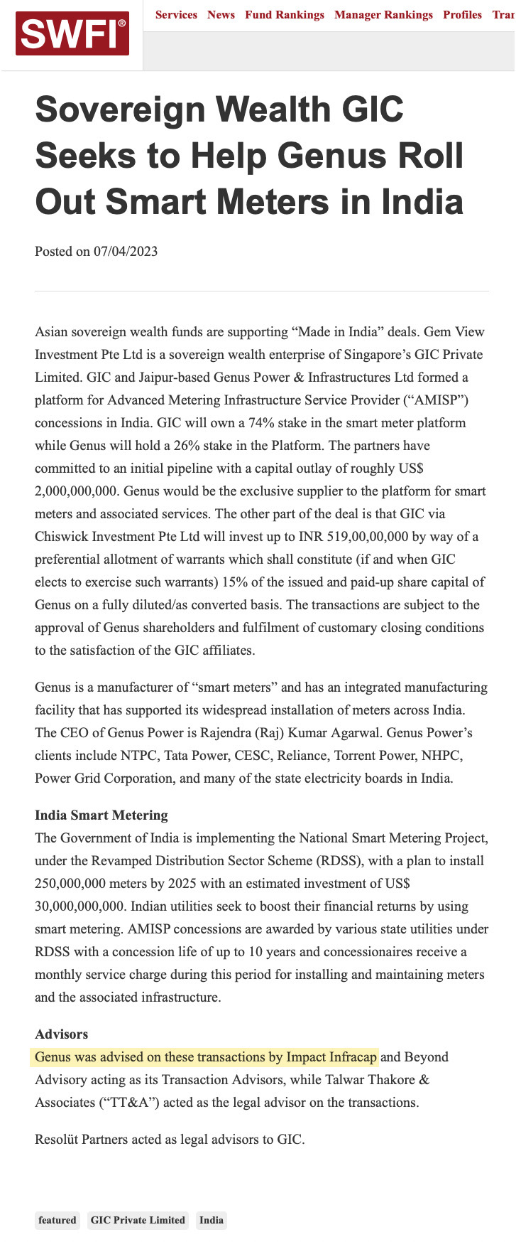 SWFI Article - Impact Infracap